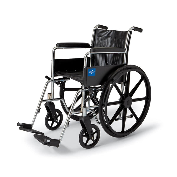 Medline Excel Wheelchair, Permanent Arms, Fixed Footrests, 18" - Mobility Mart Plus